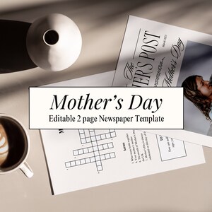 DIY Mothers Day Newspaper Template, Gift for Best Mum or Mom, Custom ...