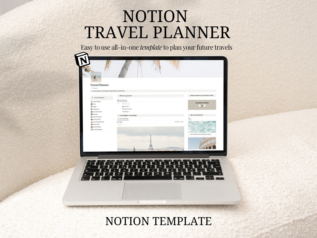 Notion Travel Planner | All in One Travel Notion Planner | 12 Pages ...