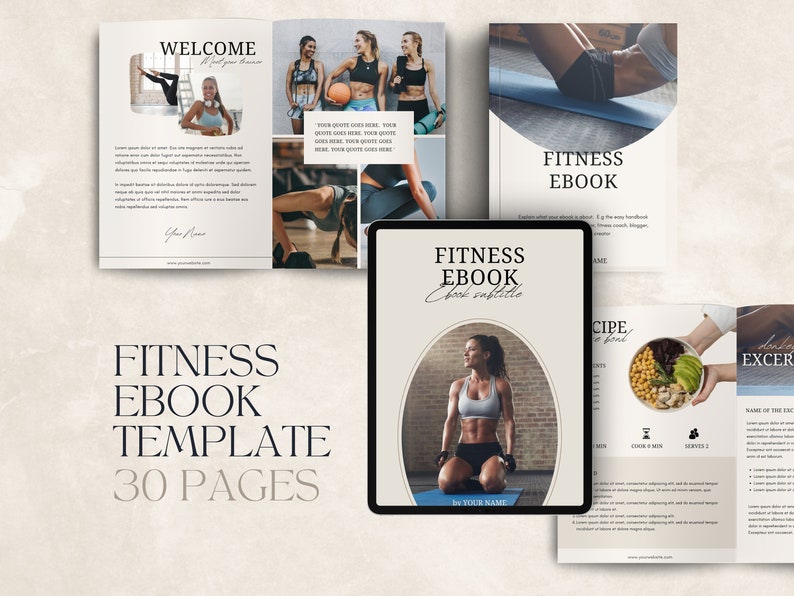 Fitness Ebook Template | Ebook Template Canva | Ebook Template for ...