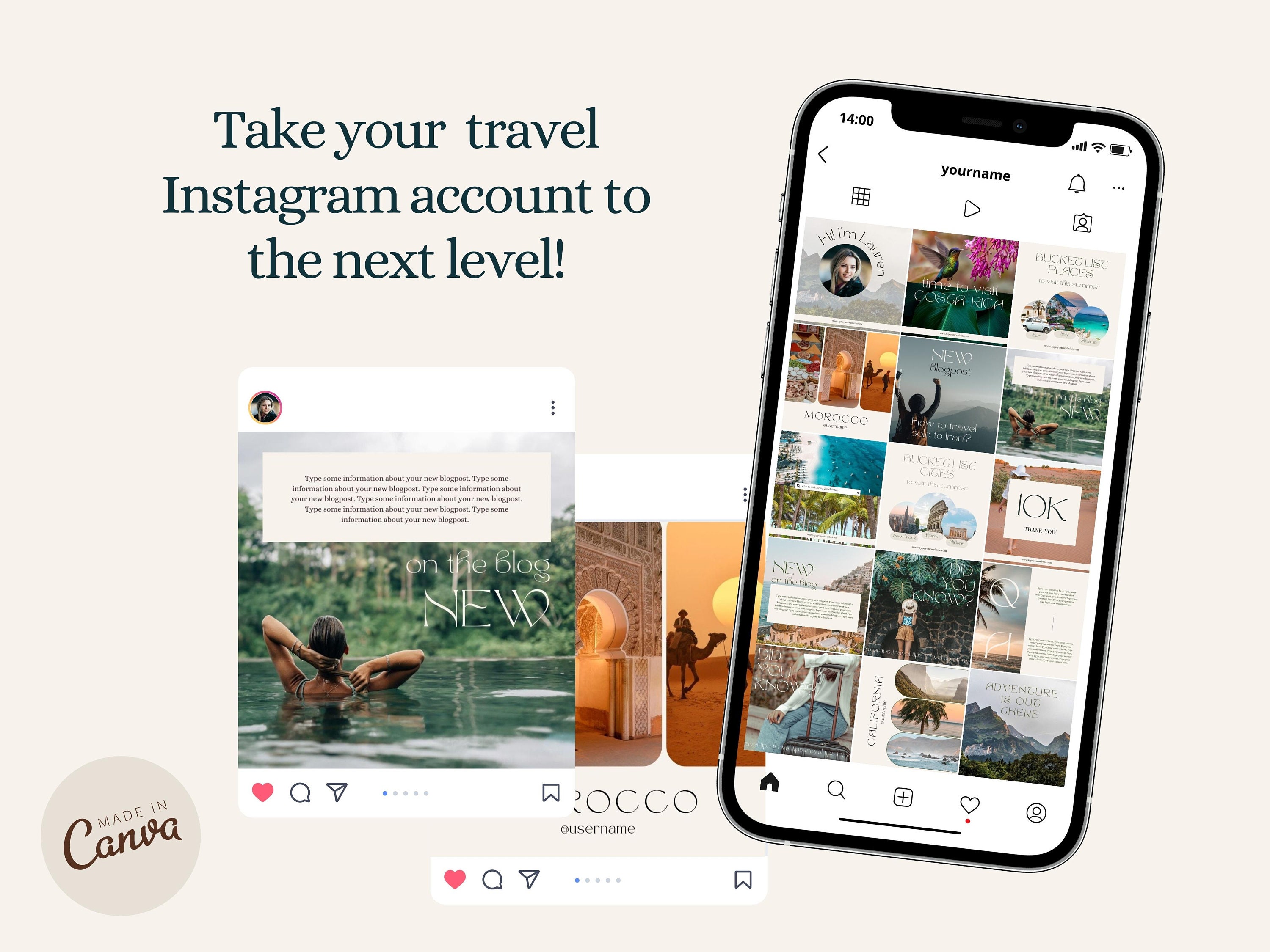Travel Instagram Templates | Aesthetic Instagram Templates for Travel ...