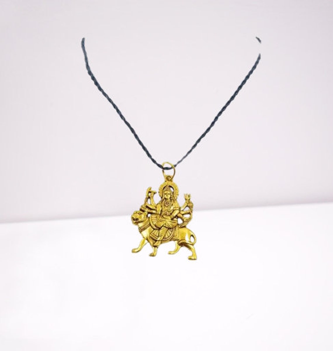 Jai Maa Durga Sherawali Mahakali Devi Religious Gold Pendant With Silk ...