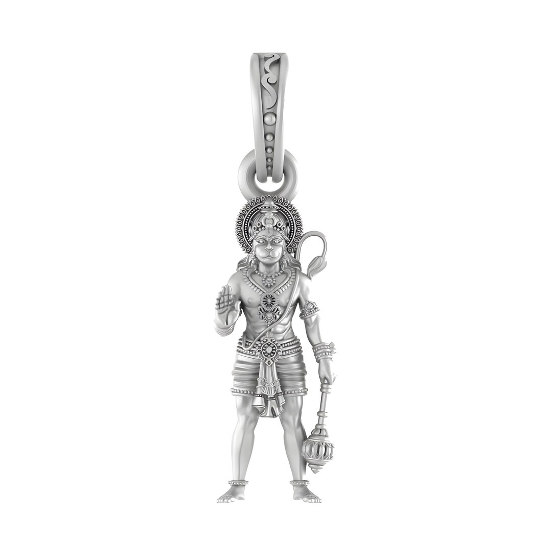 92.5% Sterling Silver God Hanuman Ji Pendant for Men & Boy Pure Silver ...