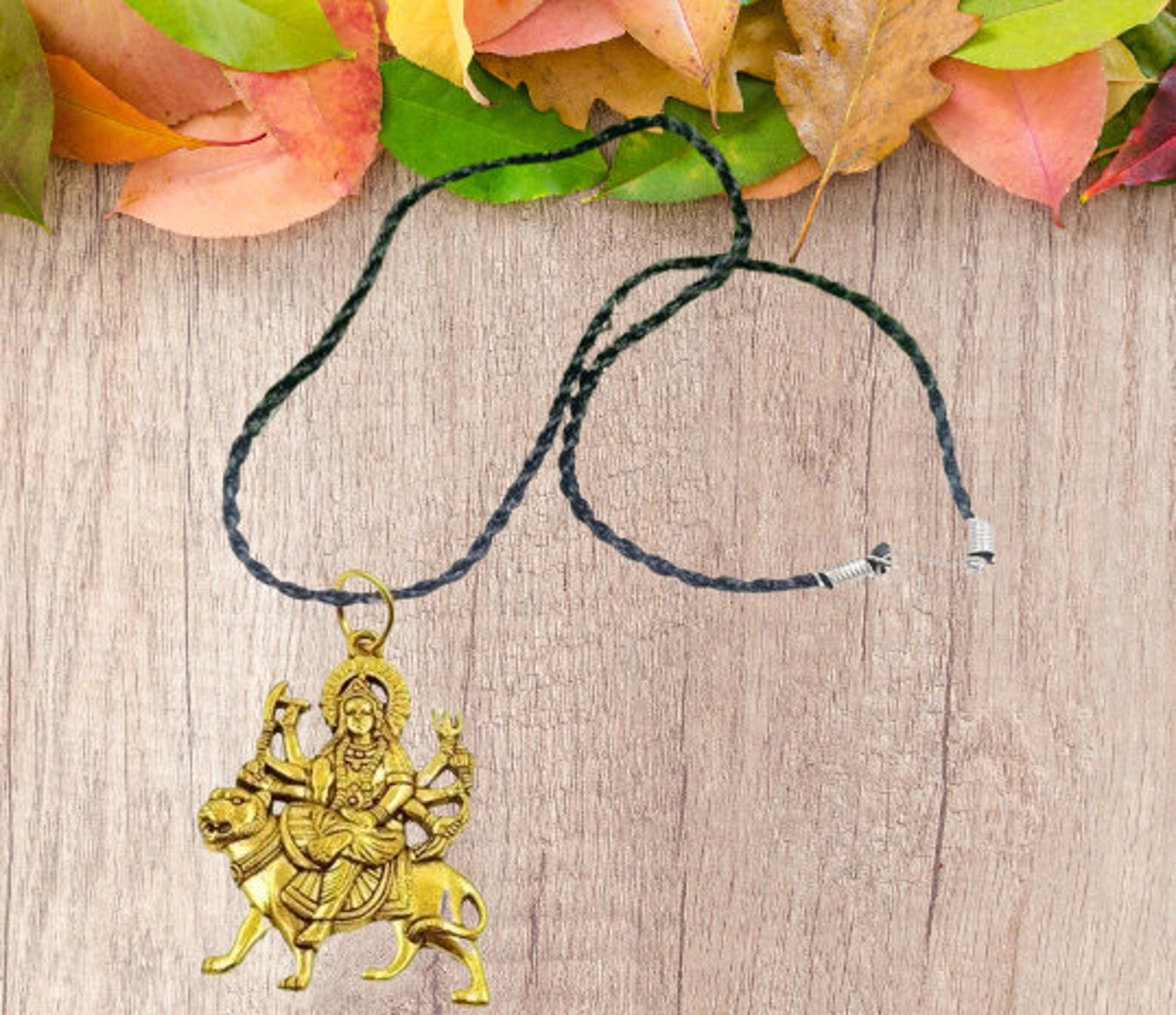 Jai Maa Durga Sherawali Mahakali Devi Religious Gold Pendant With Silk ...