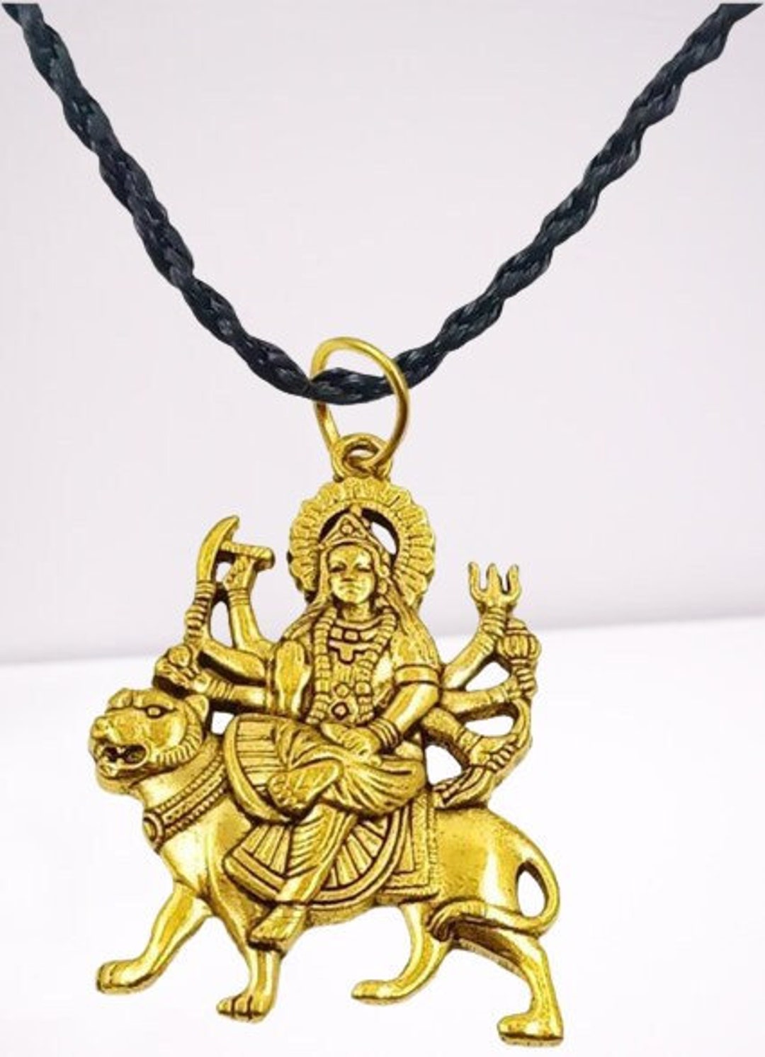 Jai Maa Durga Sherawali Mahakali Devi Religious Gold Pendant With Silk ...