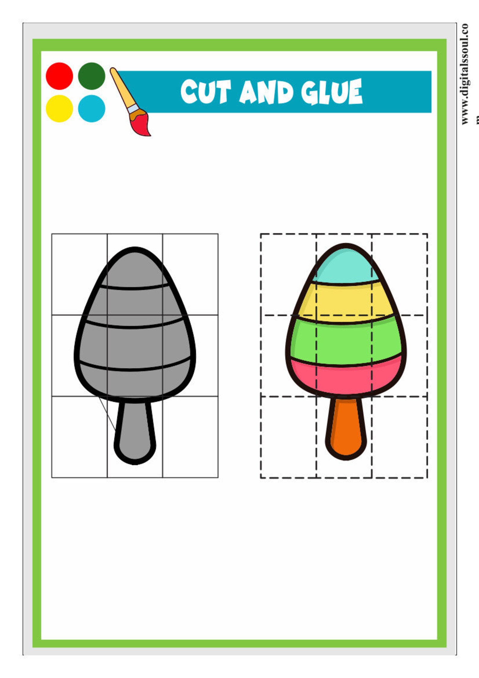 Cut and Glue Activity Book PDF File for Kids Summer Cut & Glue ...