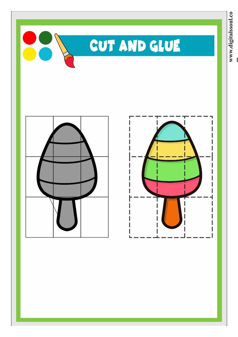 Cut and Glue Activity Book PDF File for Kids Summer Cut & Glue ...