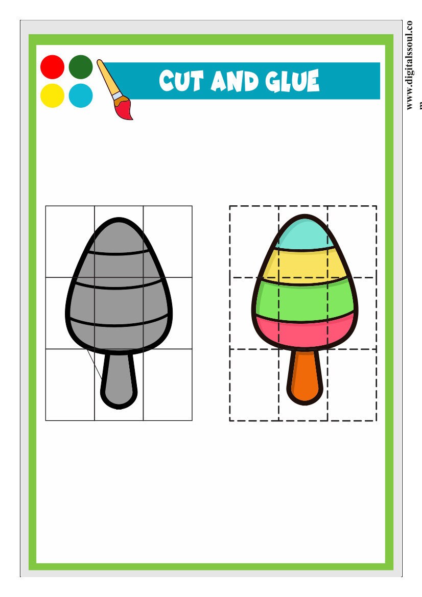 Cut and Glue Activity Book PDF File for Kids Summer Cut & Glue - Etsy