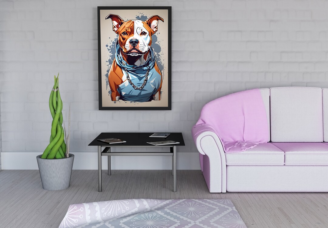 Cute Pitbull Dog Wall Art Cute Pitbull Dog Wall Art Set - Etsy