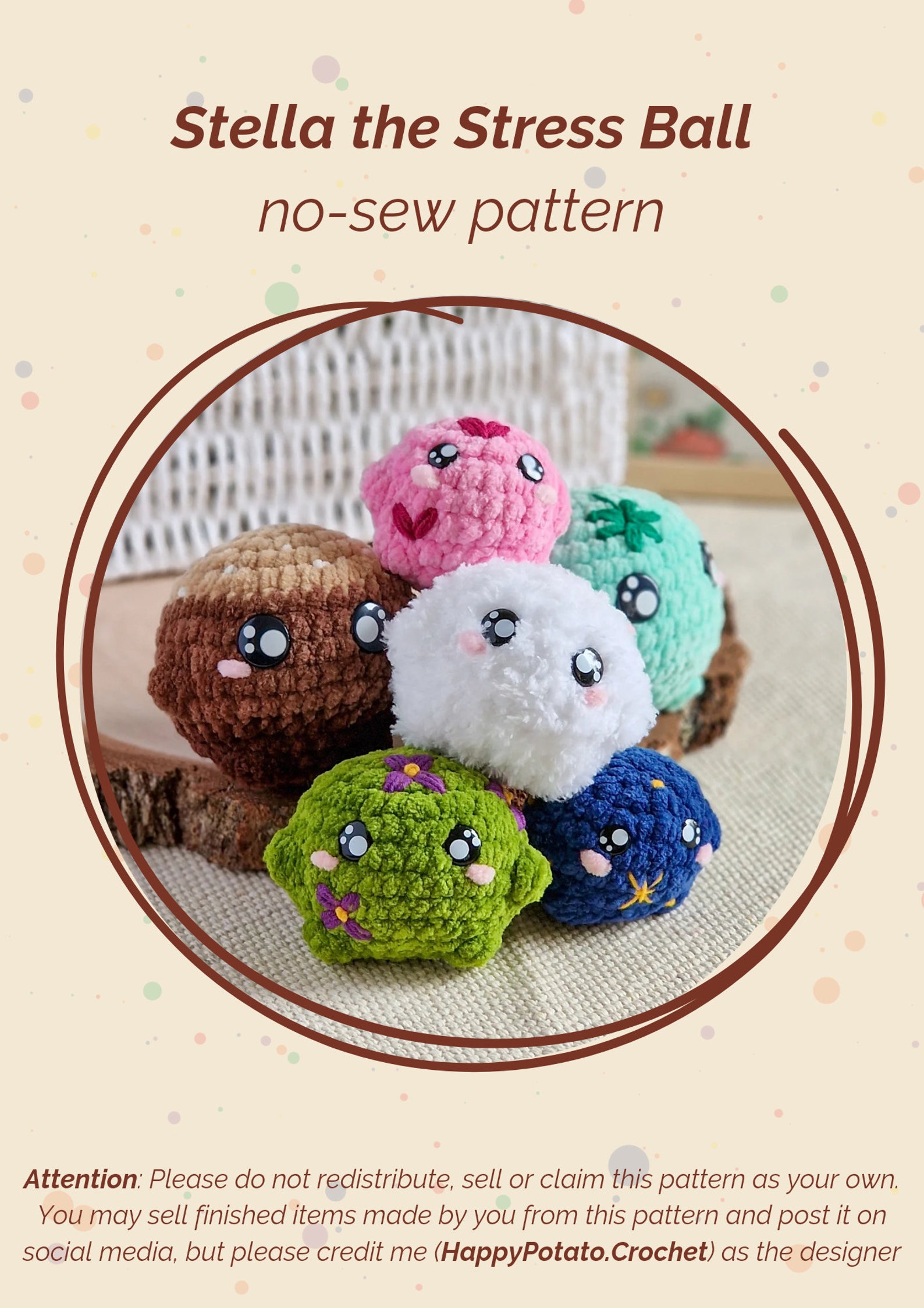 Stress Ball Crochet Pattern, Easy No Sew Amigurumi Pattern, Quick ...