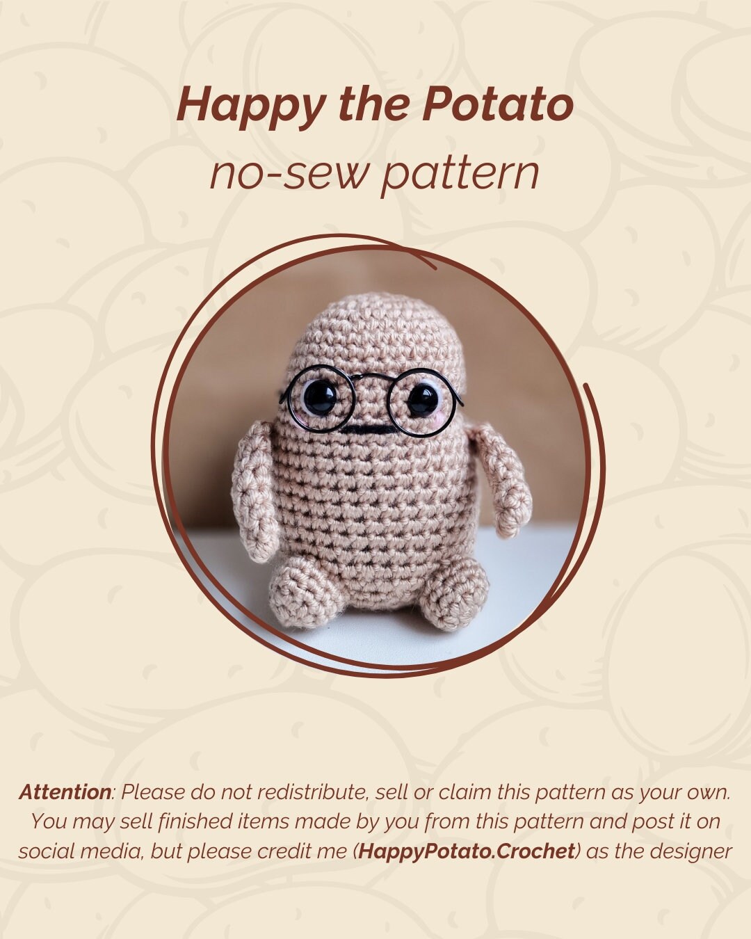 Beginner Friendly Crochet Potato Pattern, Cute Desk Buddy Pattern ...