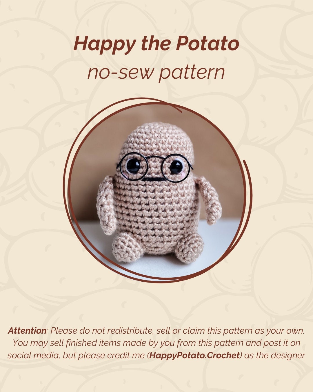 Beginner Friendly Crochet Potato Pattern, Cute Desk Buddy Pattern ...