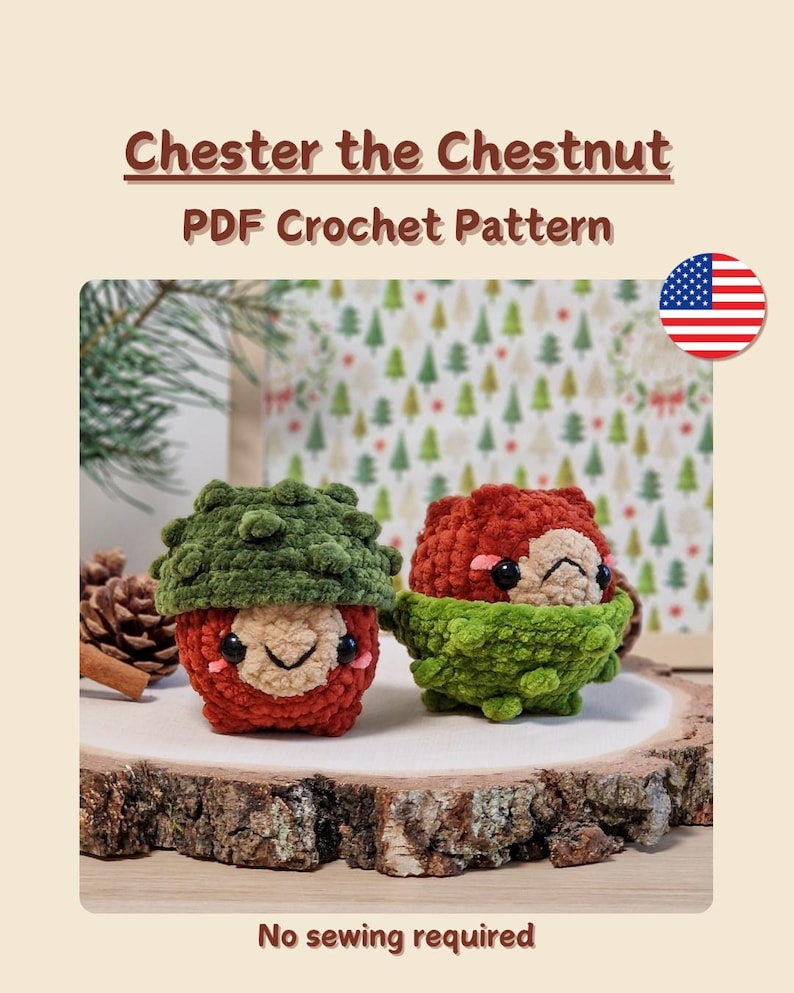 Easy No Sew Crochet Chestnut Pattern, Cute Plush Home Decoration ...