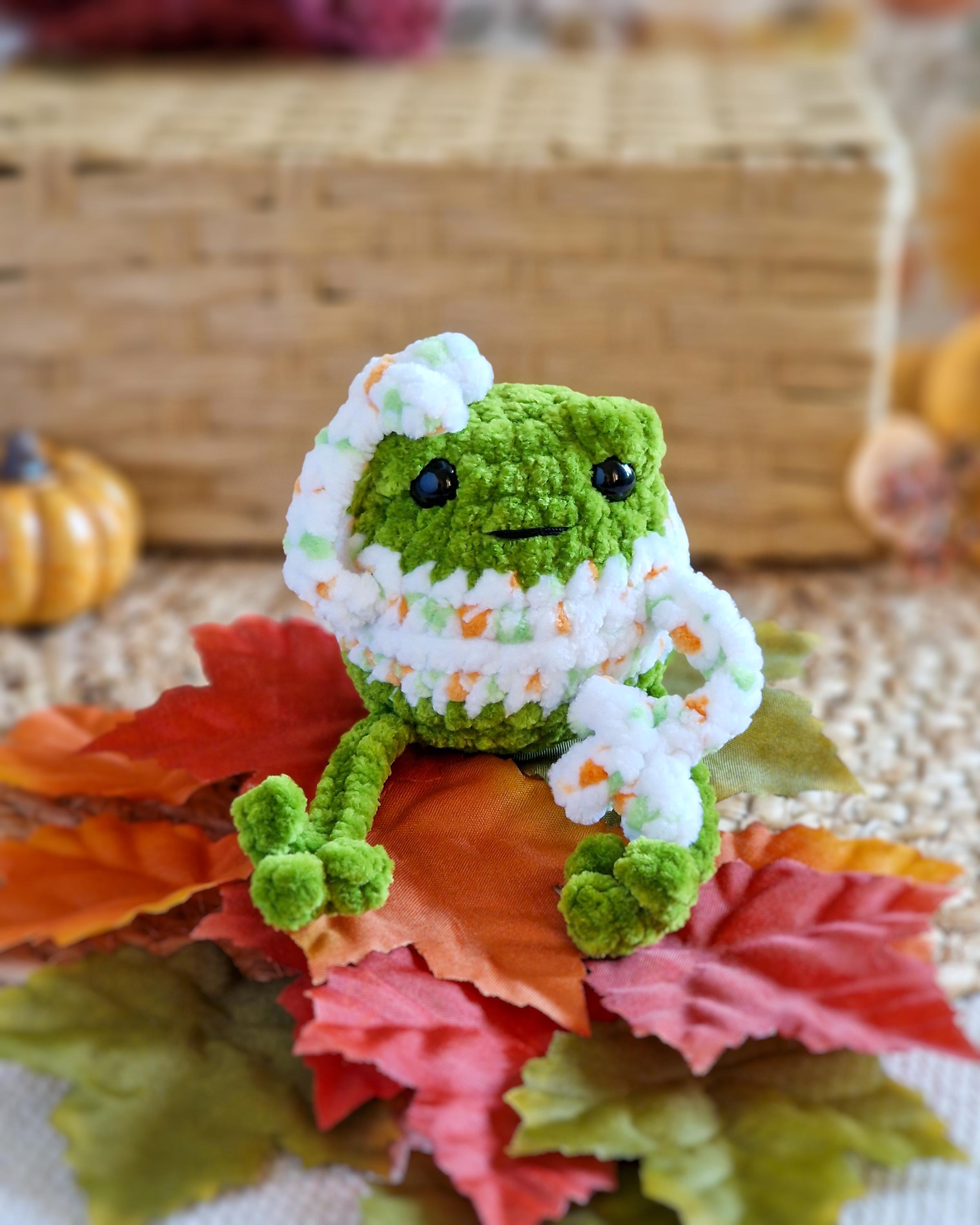 Small Frog in Sweater Plushie, Cozy Handmade Plush Desk Buddy ...