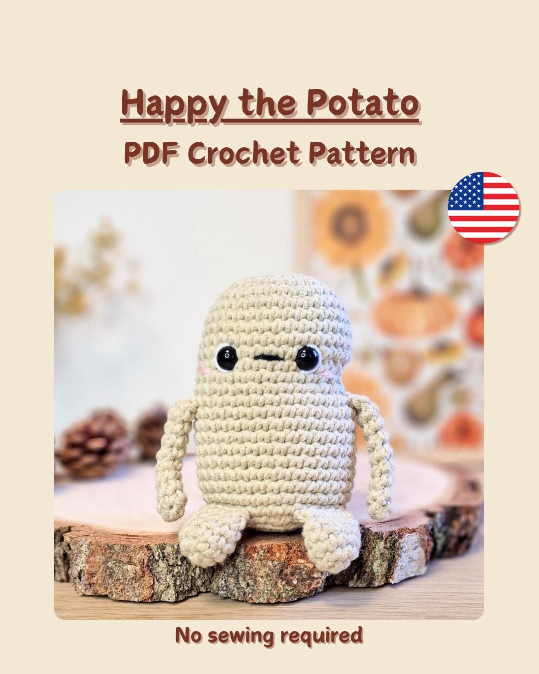 Beginner Friendly Crochet Potato Pattern, Cute Desk Buddy Pattern ...