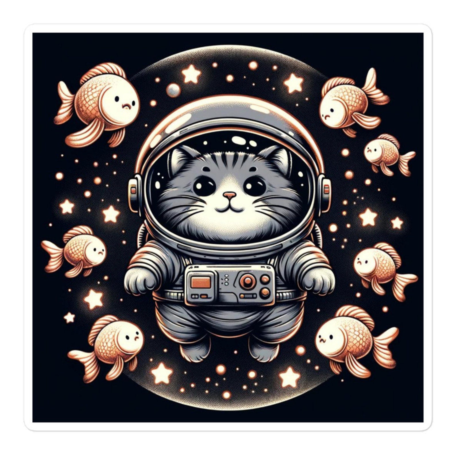 Space: Astronaut Kitty and Her Goldfish Space Friends Bubble-free ...