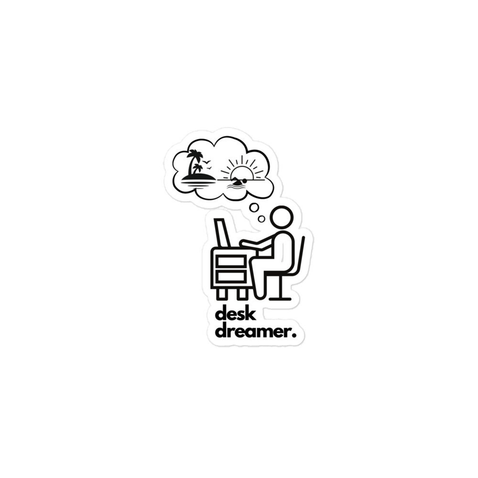 Work Humor: Desk Dreamer (tropical Island Swimming Dream) Bubble-free ...