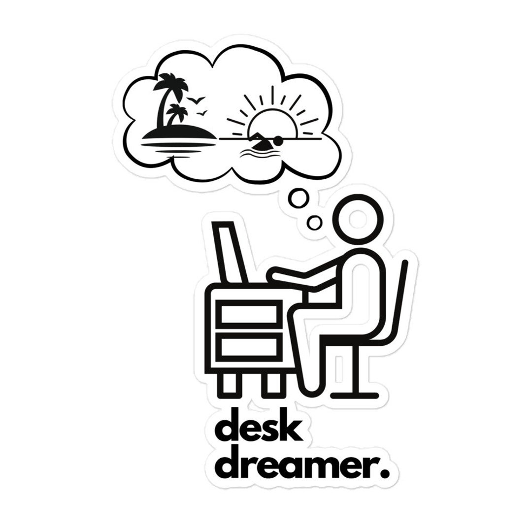 Work Humor: Desk Dreamer (tropical Island Swimming Dream) Bubble-free ...
