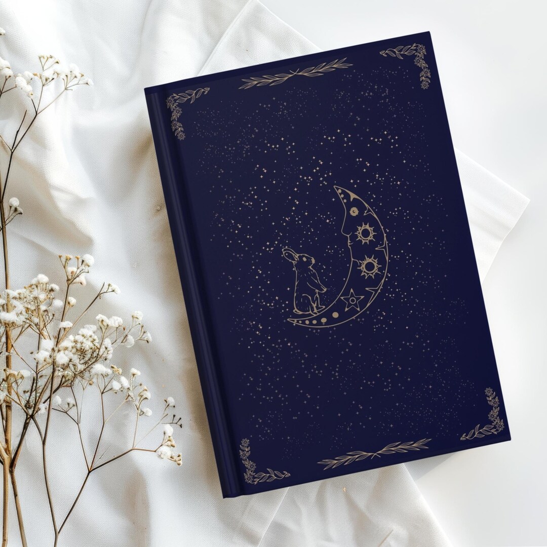 Celestial Navy Blue Journal: Gold Moon Rabbit Design Diary, Mystic ...