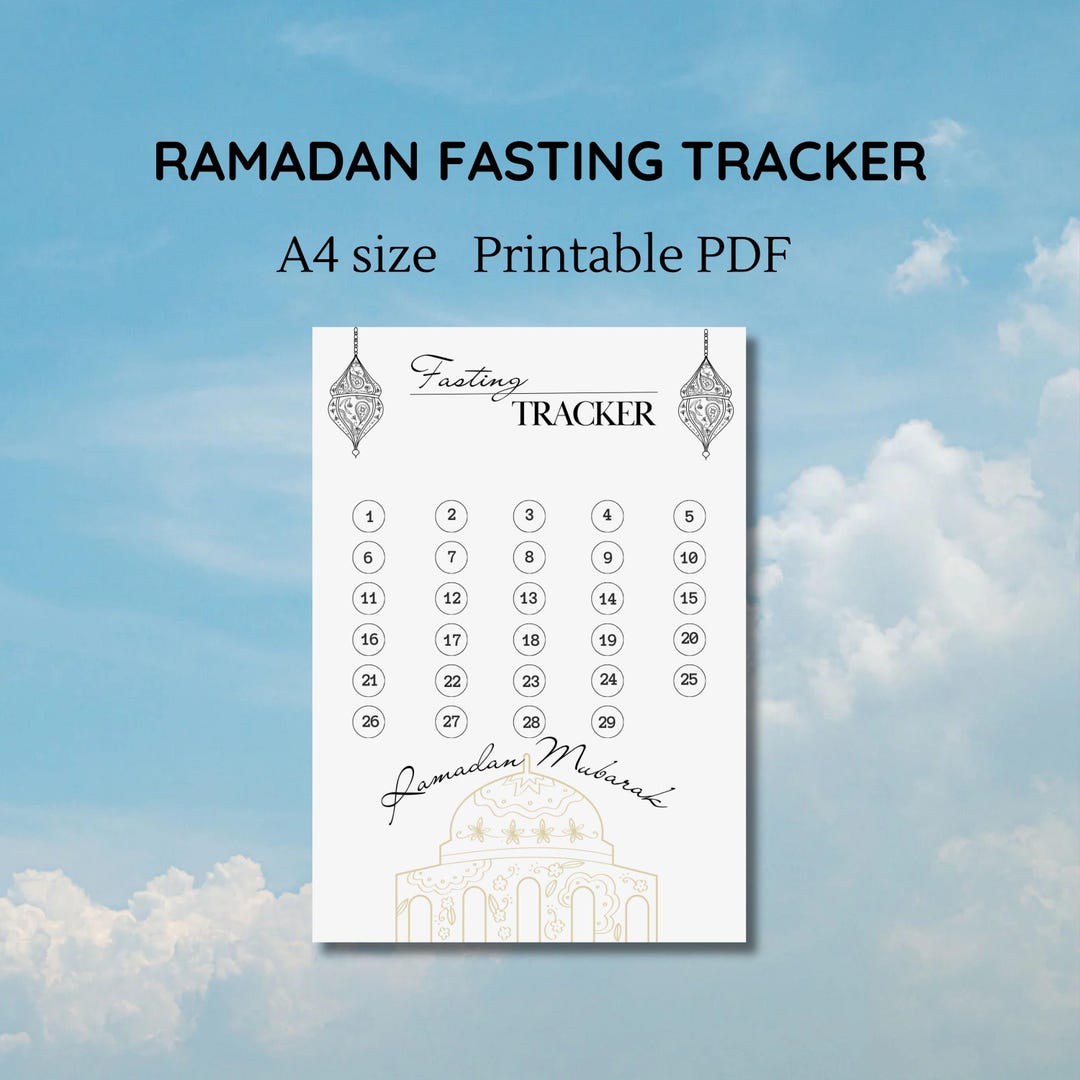 Ramadan Fasting Tracker Printable PDF, Ramadan Digital Habit Tracker ...