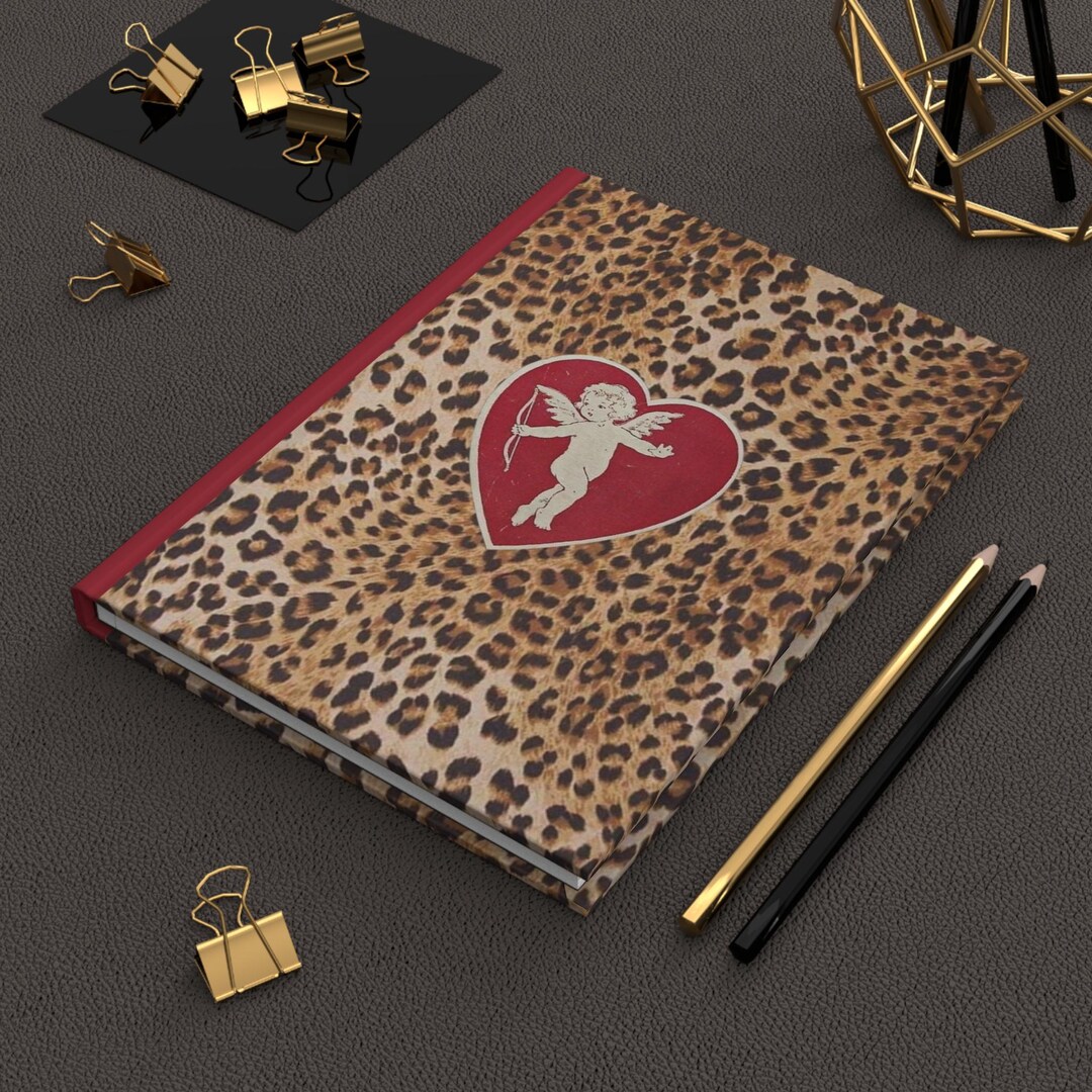 Leopard Print Hardcover Journal: Red Cupid Lined Notebook, Downtown ...