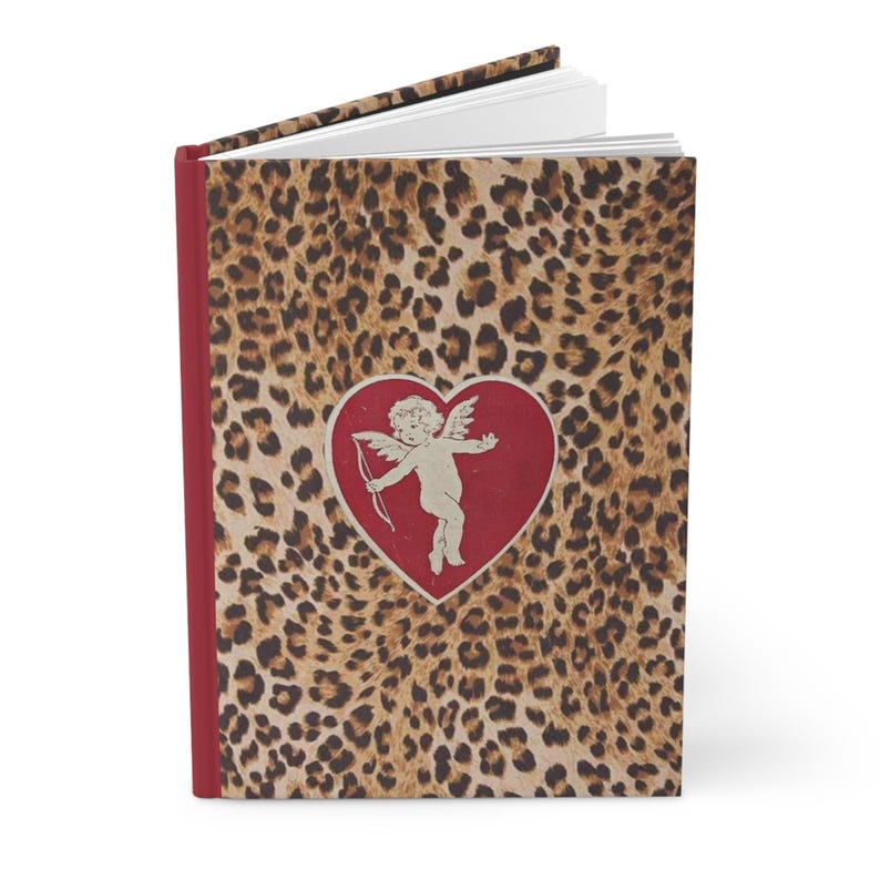Leopard Print Hardcover Journal: Red Cupid Lined Notebook, Downtown ...