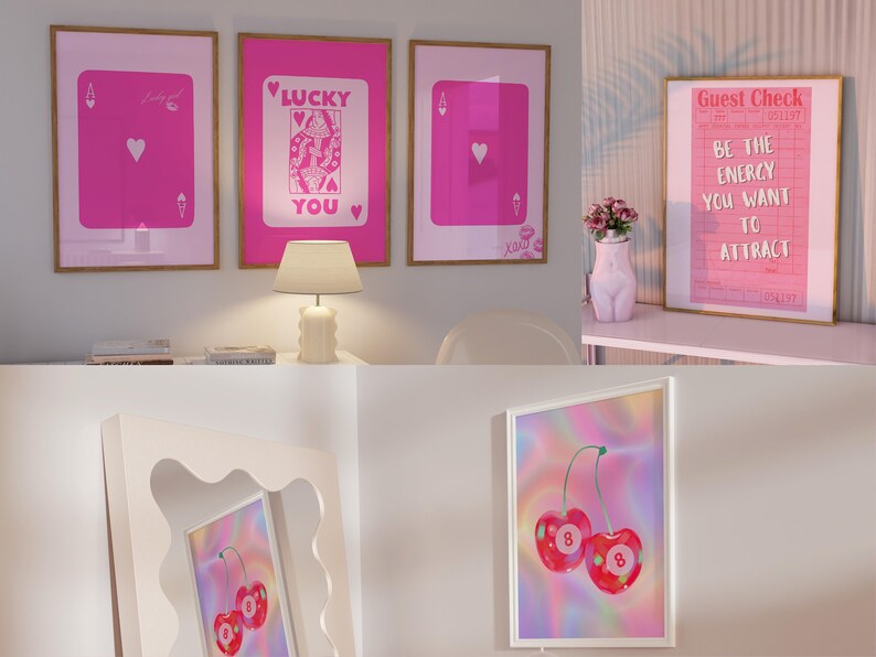 20 Posters Pink Bundle, Pink Gallery Wall Set, Trendy Wall Art Bundle ...