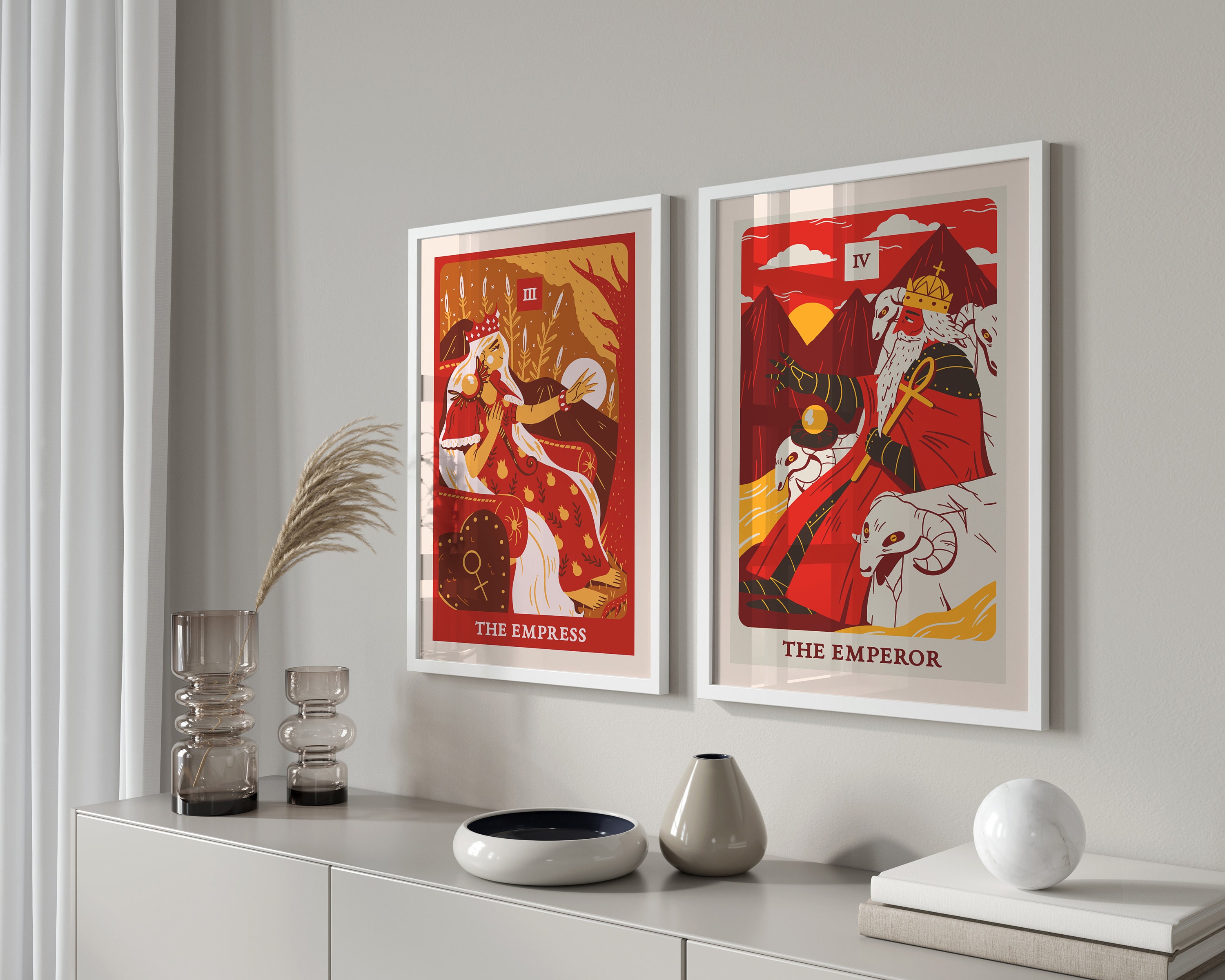 The Empress & the Emperor Tarot Poster Set of 2, Queen and King Card ...