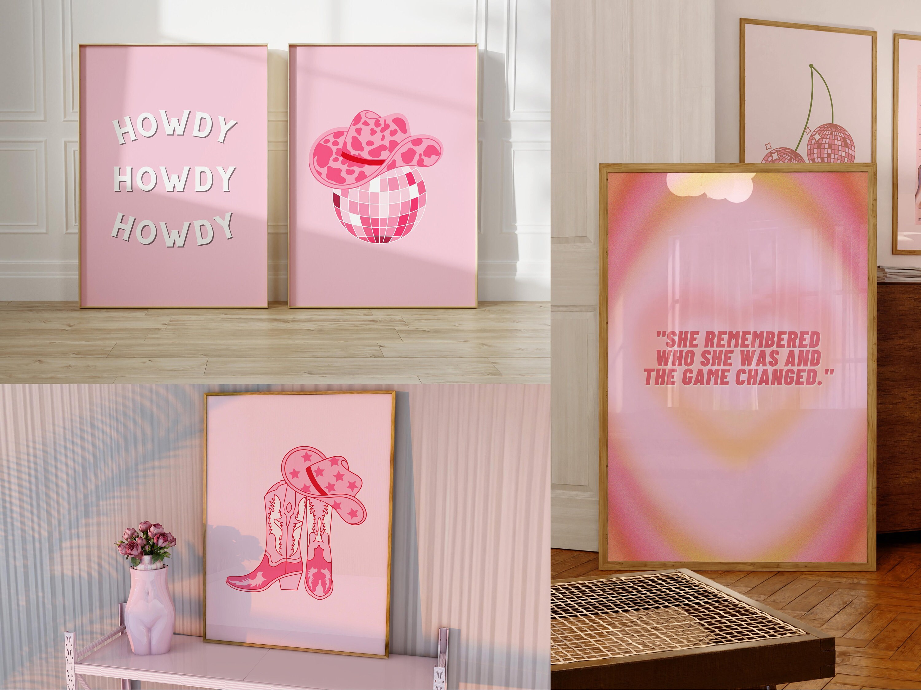 20 Posters Pink Bundle, Pink Gallery Wall Set, Trendy Wall Art Bundle ...