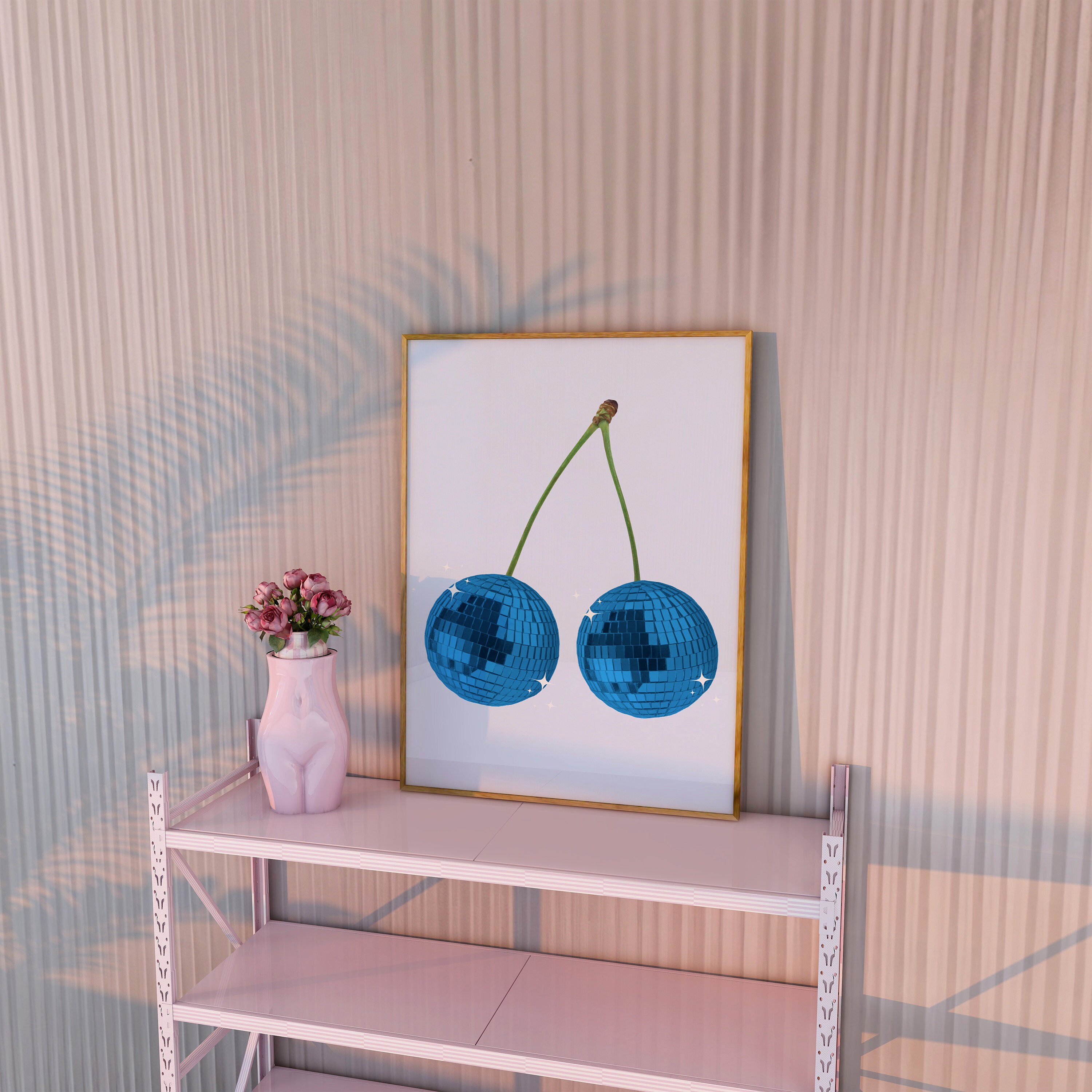 Disco Cherry Poster Disco Ball Print Y2K Girly Print Cherry - Etsy