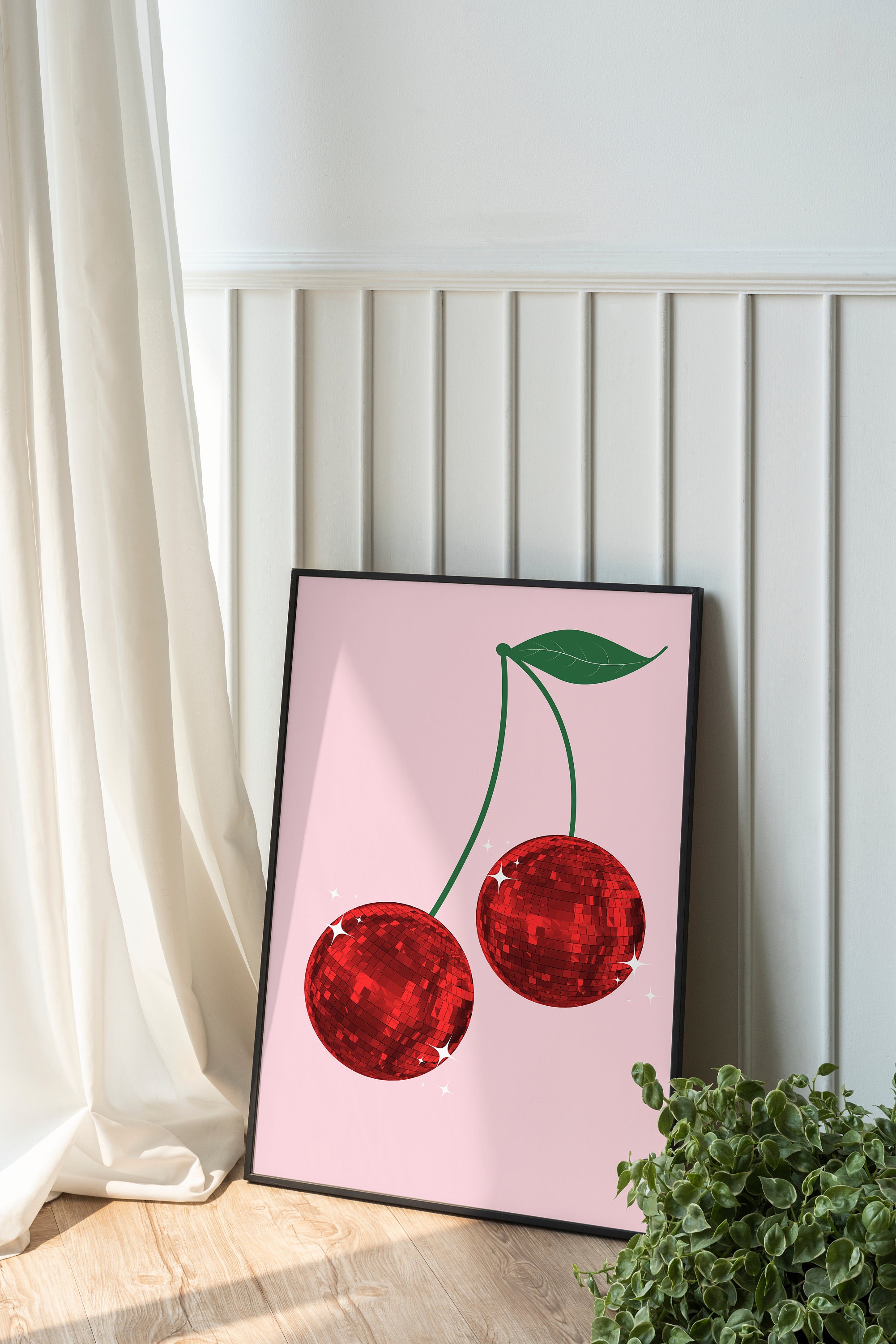 Disco Cherry Poster Disco Ball Print Y2K Girly Print Cherry - Etsy