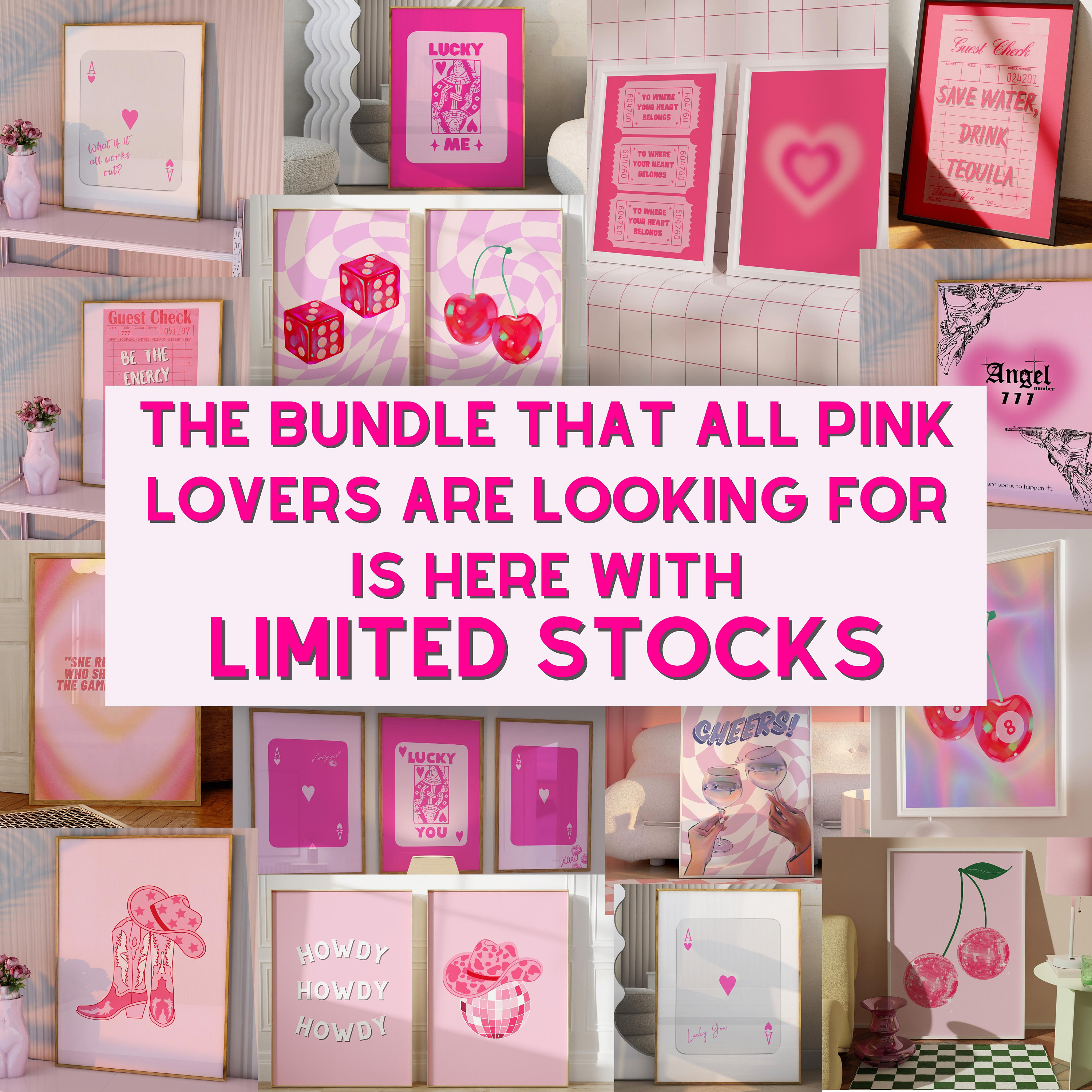 20 Posters Pink Bundle, Pink Gallery Wall Set, Trendy Wall Art Bundle ...