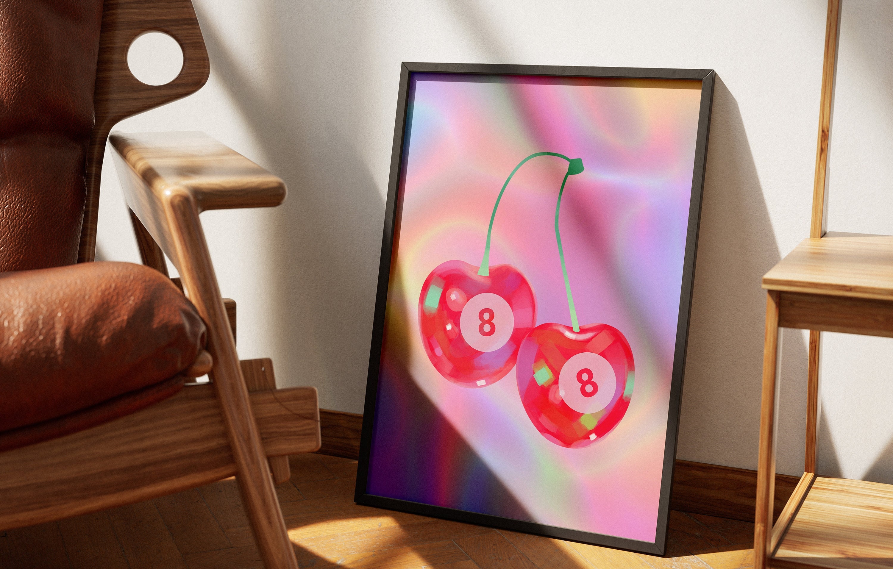Magic 8 Ball Cherry Poster Aesthetic Holographic Print - Etsy