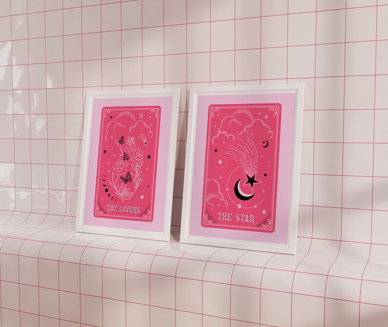Tarot Card Poster Set Of 2 The Lovers The Star Tarot Card Prints