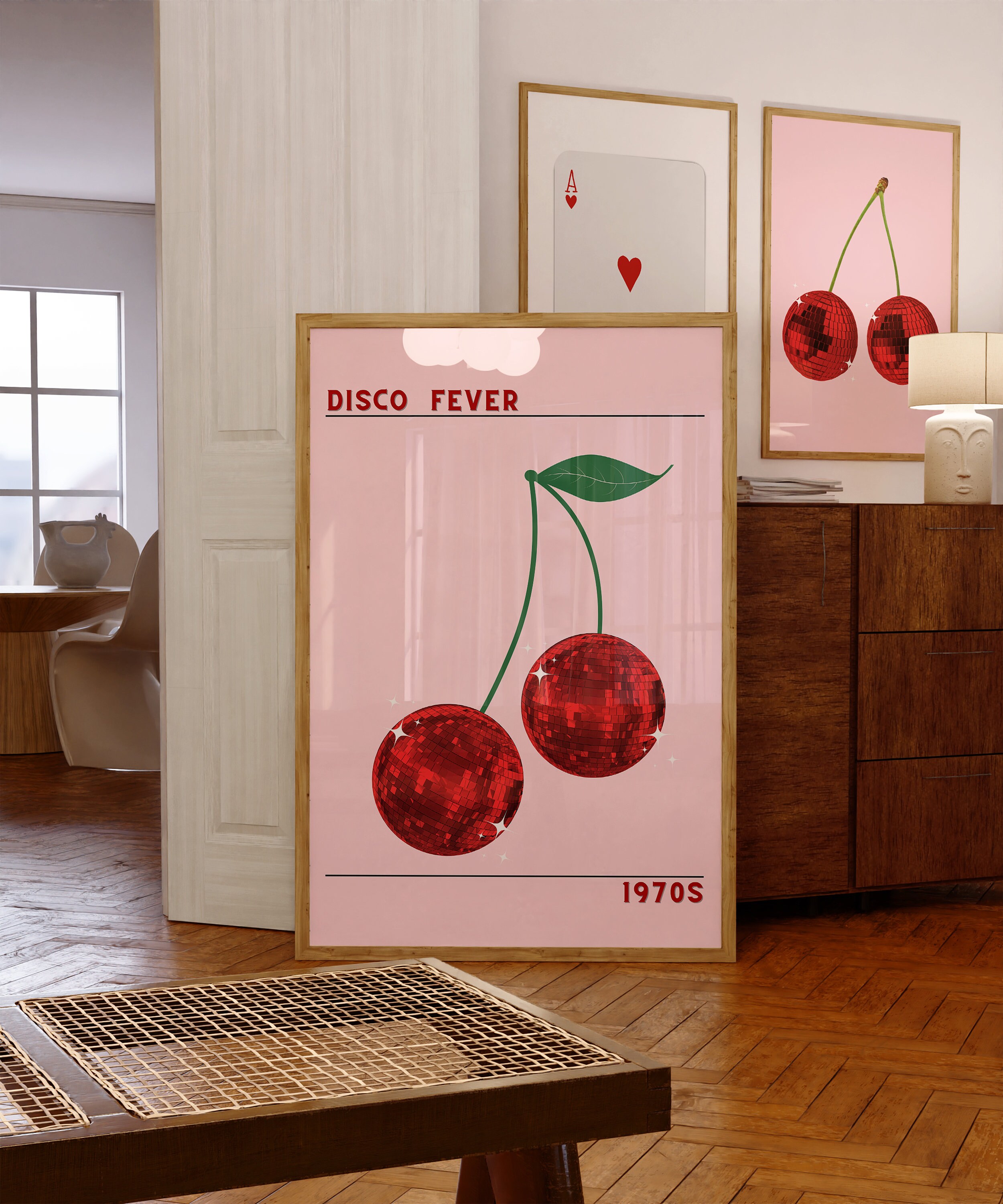 Disco Cherry Poster Disco Ball Print Y2K Girly Print Cherry - Etsy