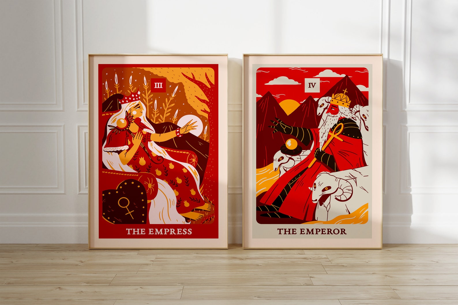 The Empress & the Emperor Tarot Poster Set of 2, Queen and King Card ...