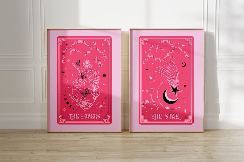 Tarot Card Poster Set Of 2 The Lovers The Star Tarot Card Prints