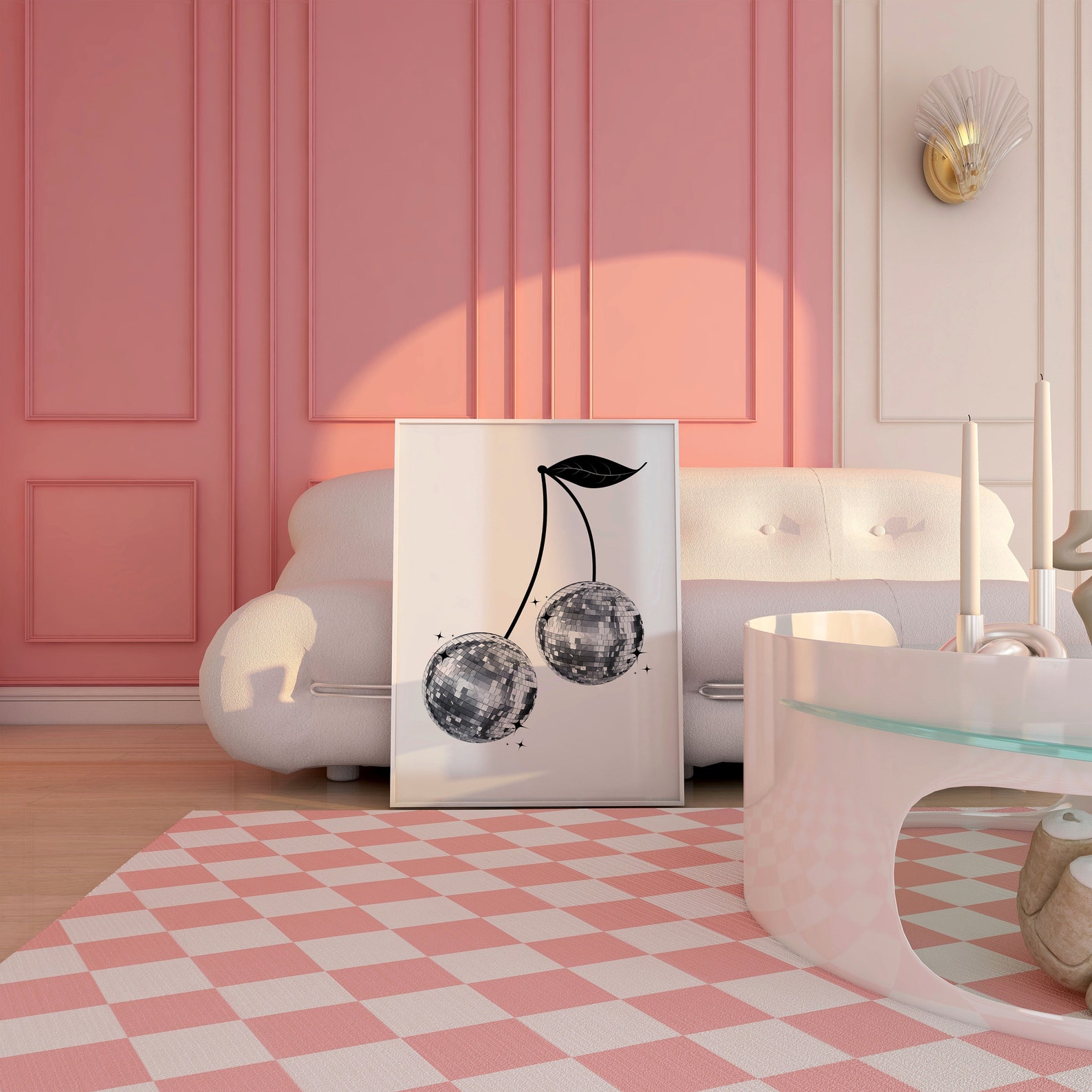 Disco Cherry Poster, Disco Ball Print, Y2K Girly Print, Cherry Disco ...