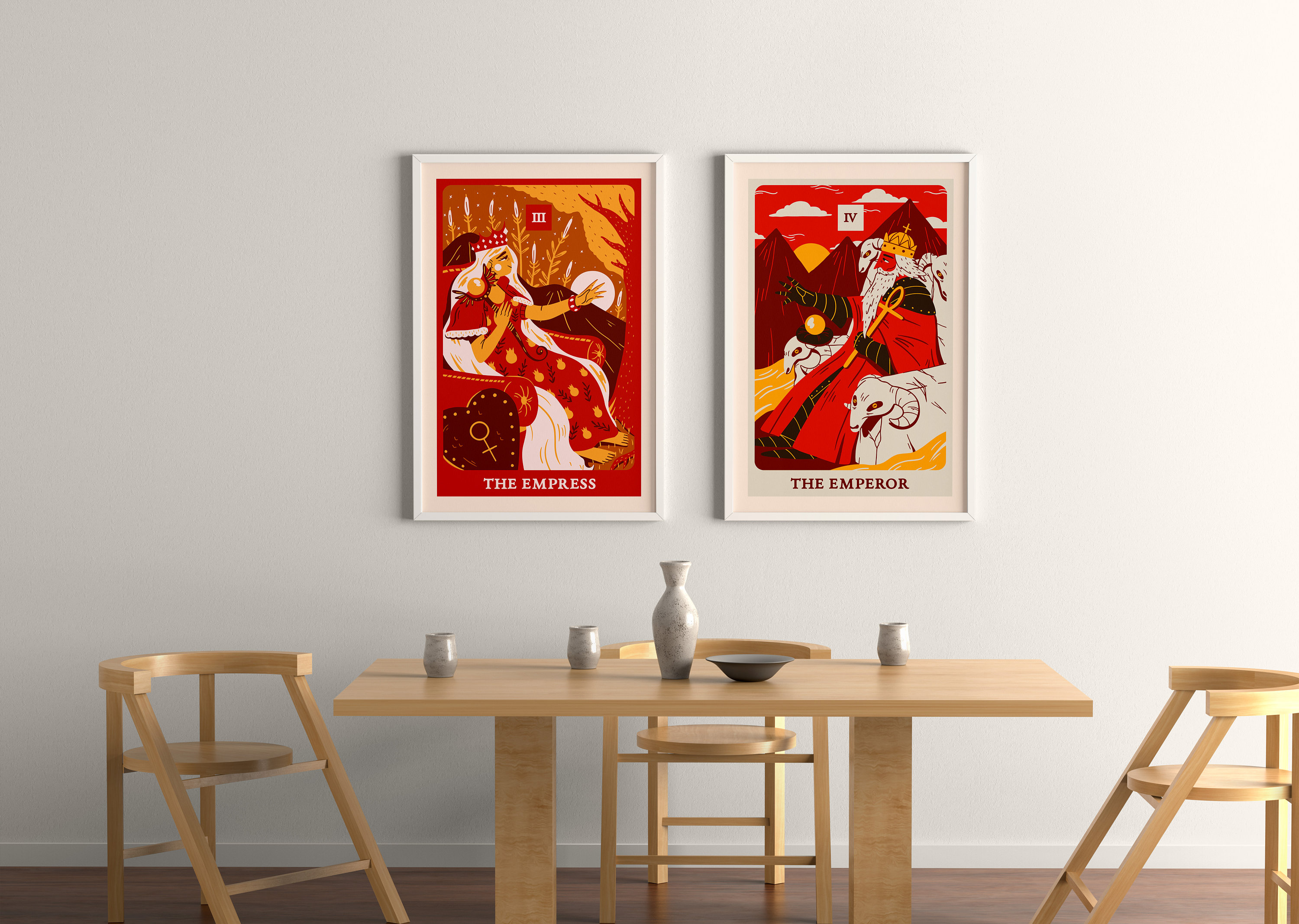 The Empress & the Emperor Tarot Poster Set of 2, Queen and King Card ...