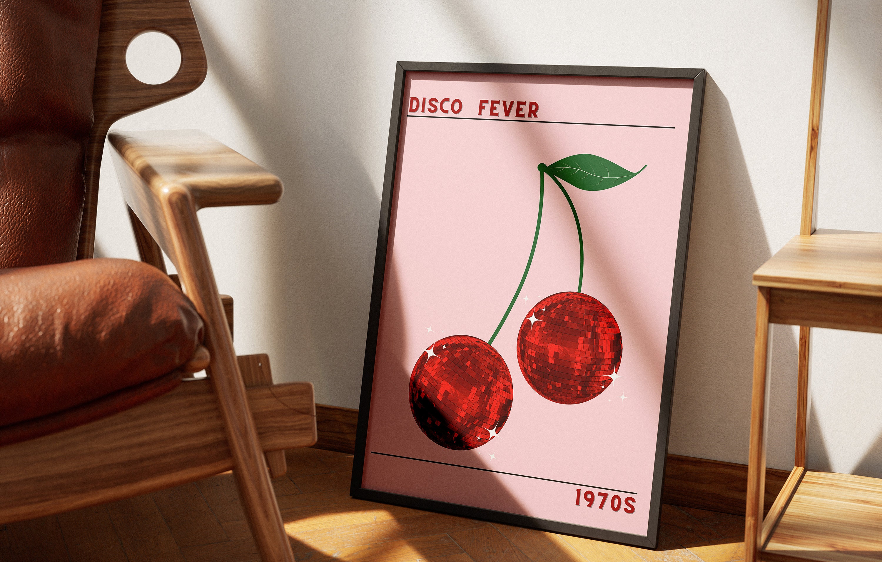 Disco Cherry Poster Disco Ball Print Y2K Girly Print Cherry - Etsy