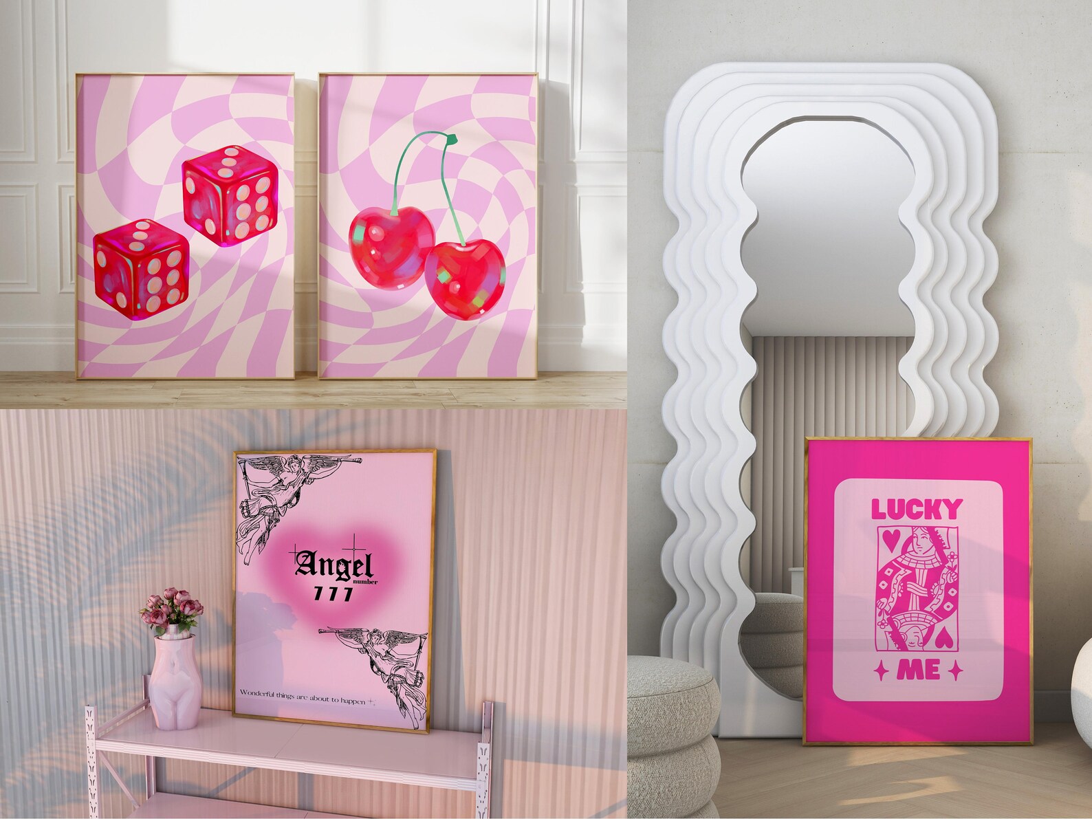 20 Posters Pink Bundle, Pink Gallery Wall Set, Trendy Wall Art Bundle ...