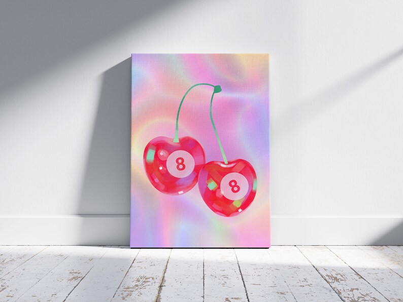 Magic 8 Ball Cherry Poster Aesthetic Holographic Print - Etsy