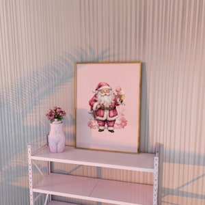 Pink Christmas Gallery Wall Prints, Trendy Wall Art Bundle, Retro ...