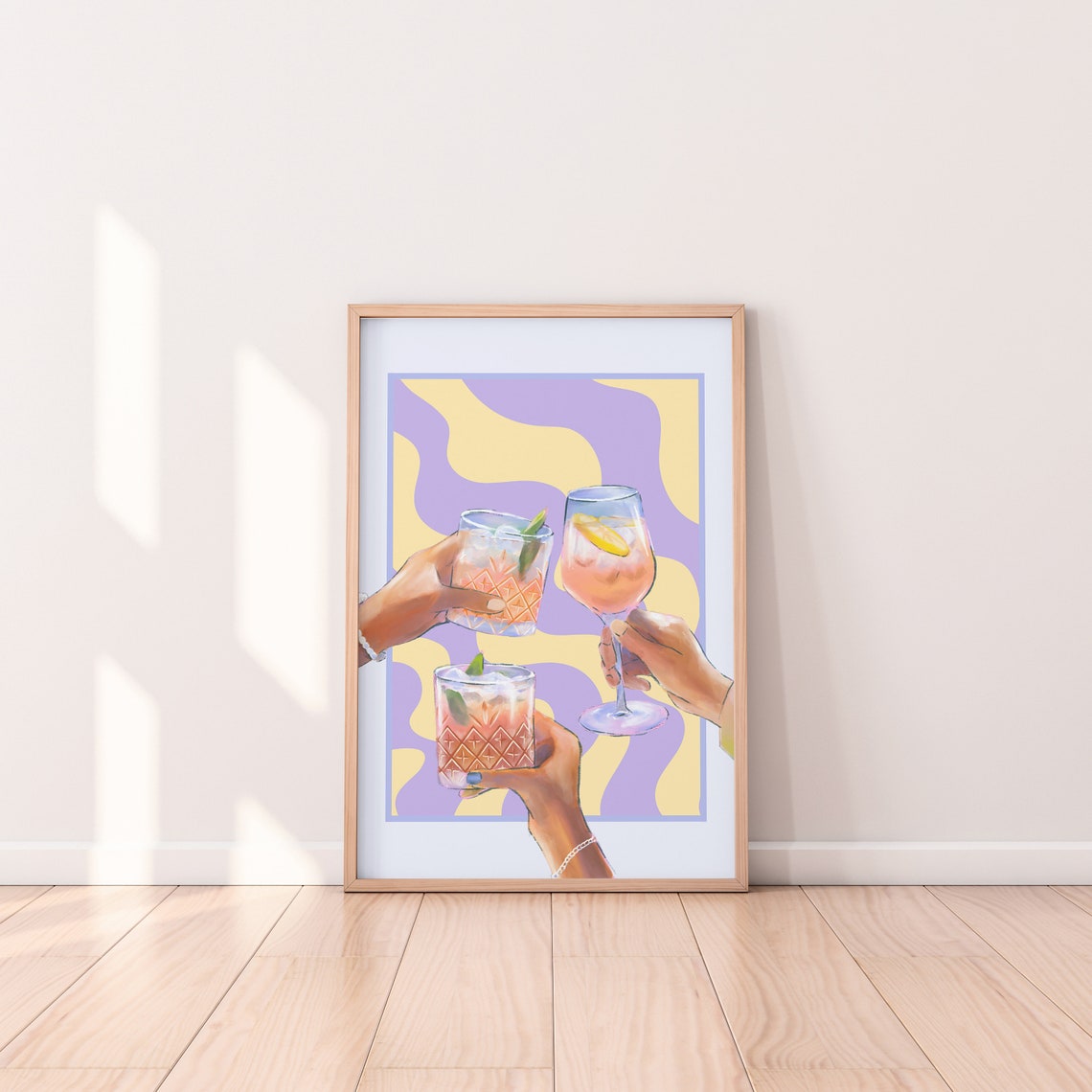 70's Wavy Pastel Retro Poster, Retro Bar Poster, Cheers Wall Art ...