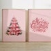 Pink Christmas Gallery Wall Prints, Trendy Wall Art Bundle, Retro ...