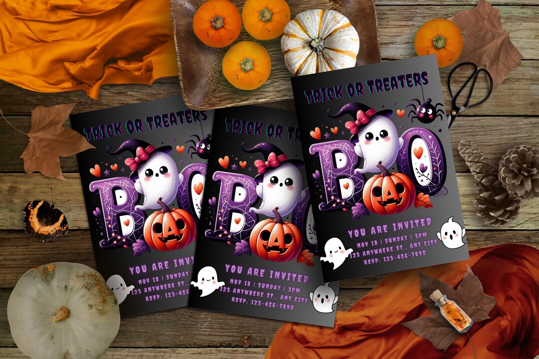 Spooky Halloween Bundle Poster and Invitation Template Cute Halloween ...