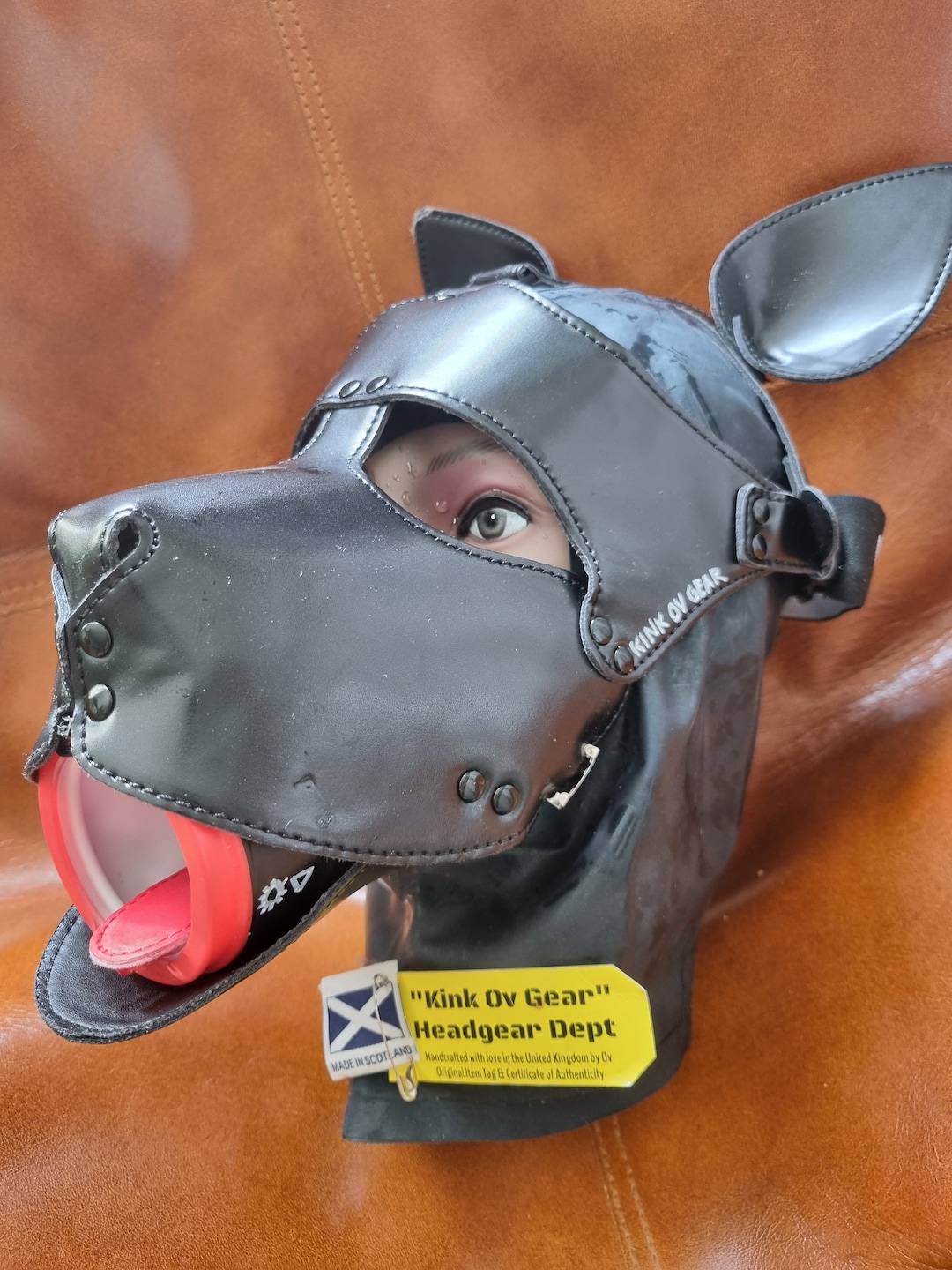 SHINY PUPPY Open Mouth Case Vegan Leather Mask. Empty Socket Head ...