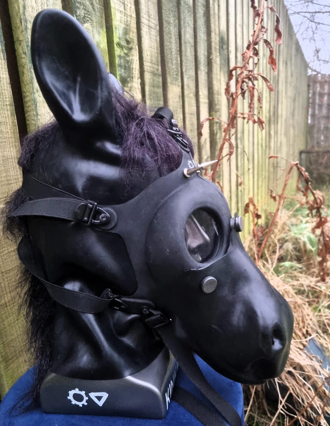Pony Black Latex Horse Hood W/ Rubber Gas Mask Choice. Equine Mod ...