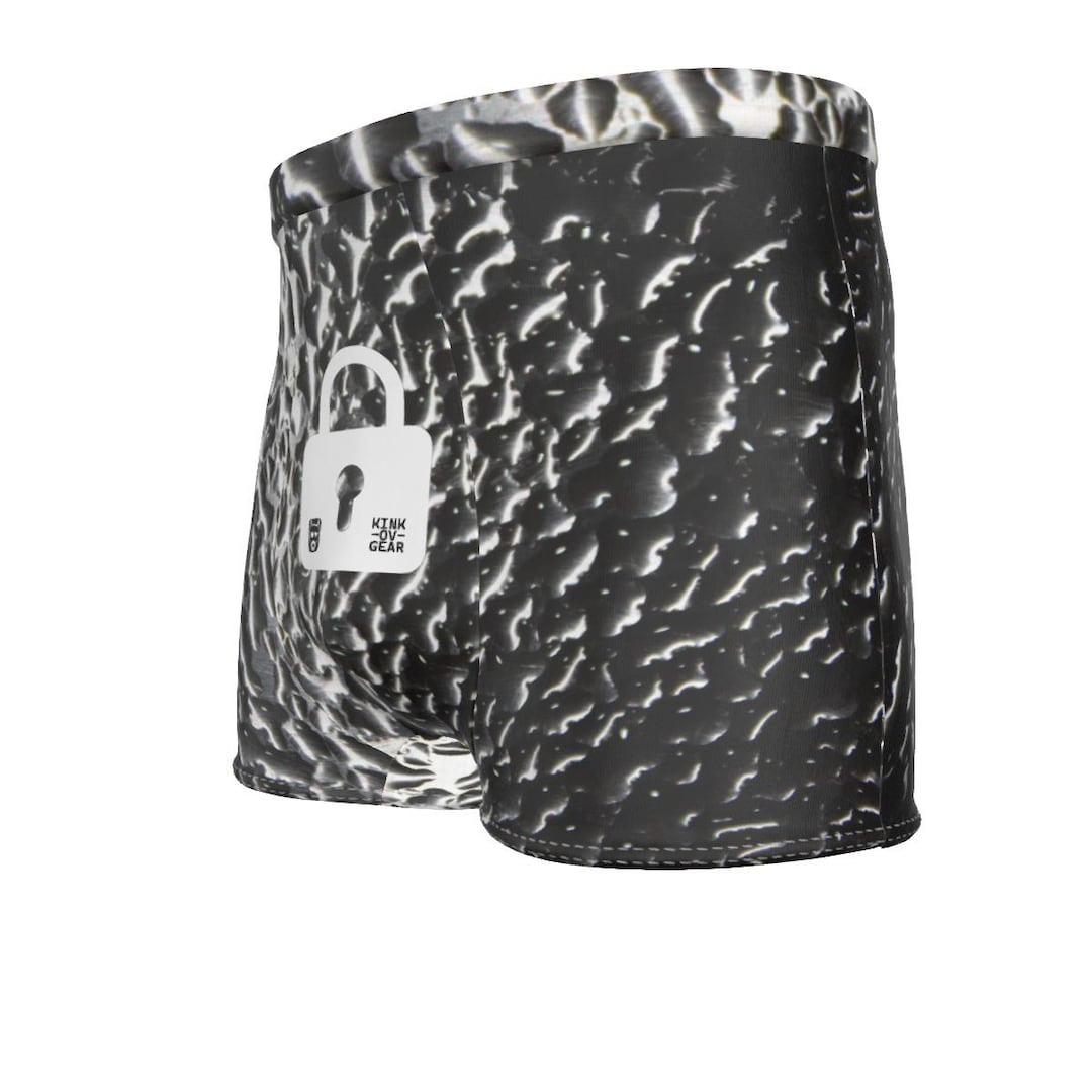Wet Steel Effect Chastity Padlock Symbol & Key Boxers Briefs Iron Pants ...