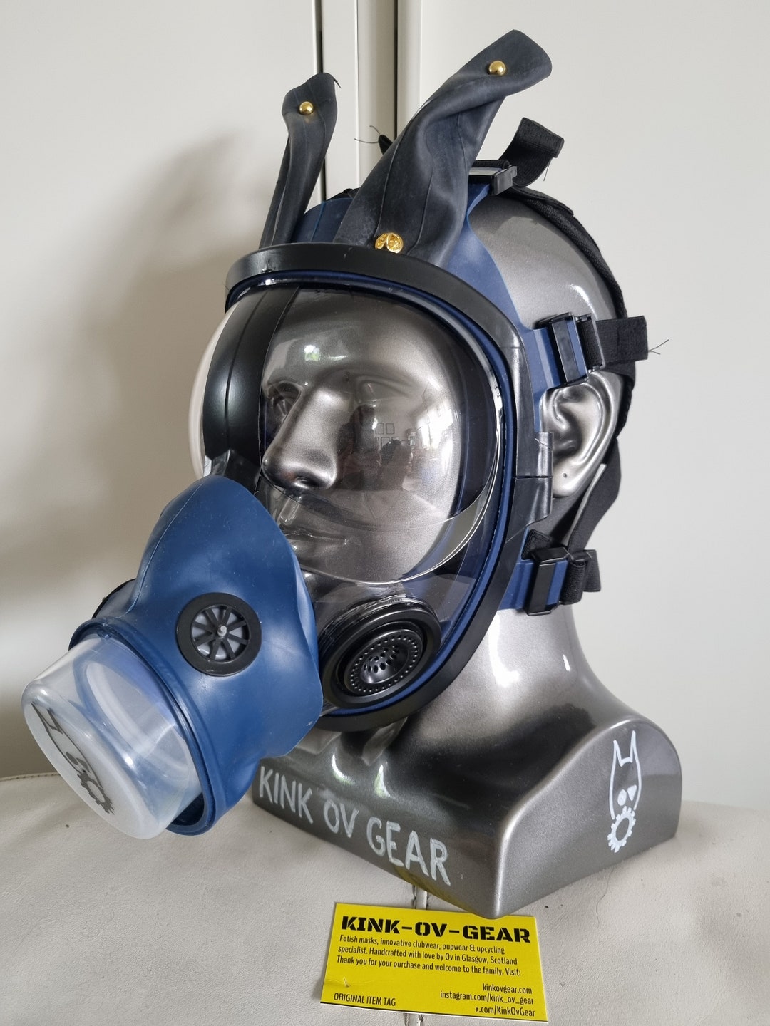 Blue Lukario Pokémon Pup Rubber Panorama Firefighter Gas Mask With Open ...