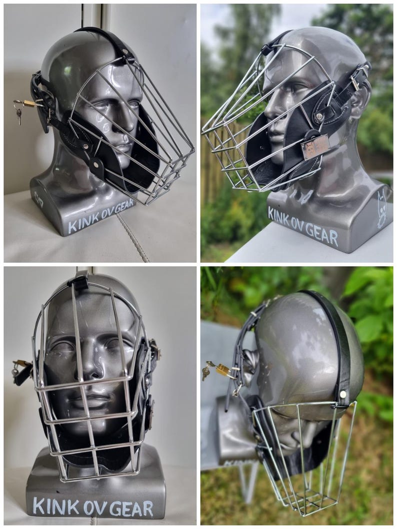 Prisoner Muzzle Behind Steel Bars Leather Head Harness Pup Snout ...
